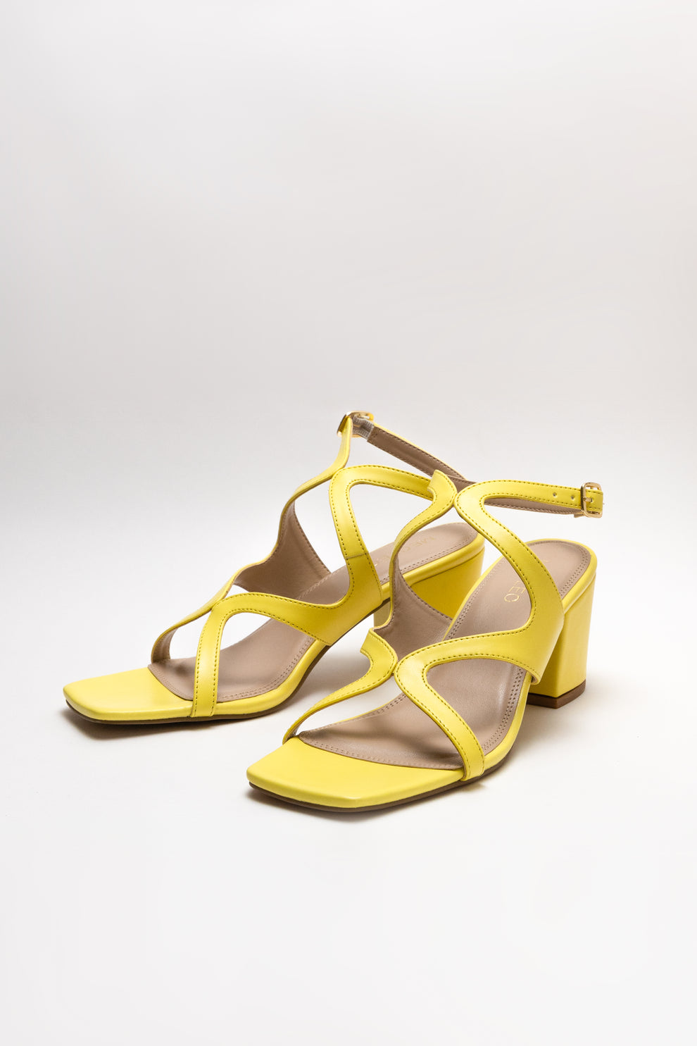 Twisted Yellow Block Heels – Megleo