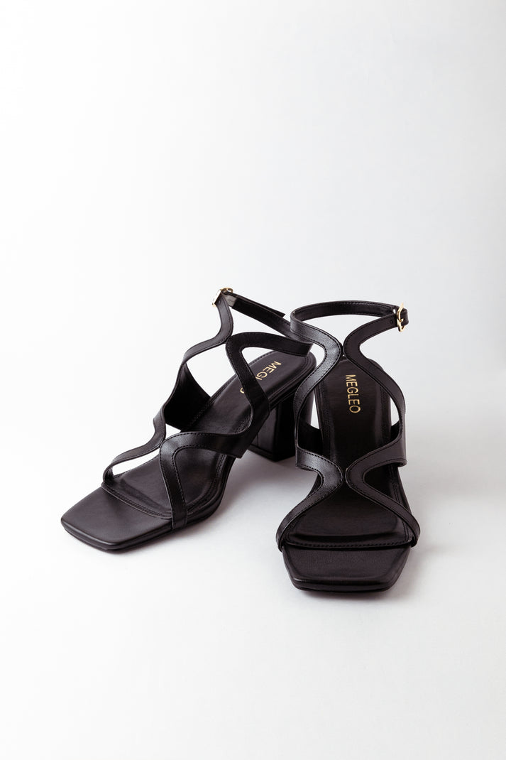 Twisted Black Block Heels – Megleo